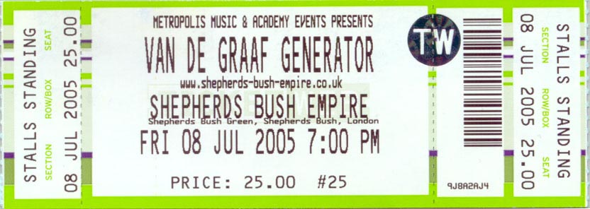 Van der Graaf Generator - London Shepherds Bush Empire - 8th July 2005